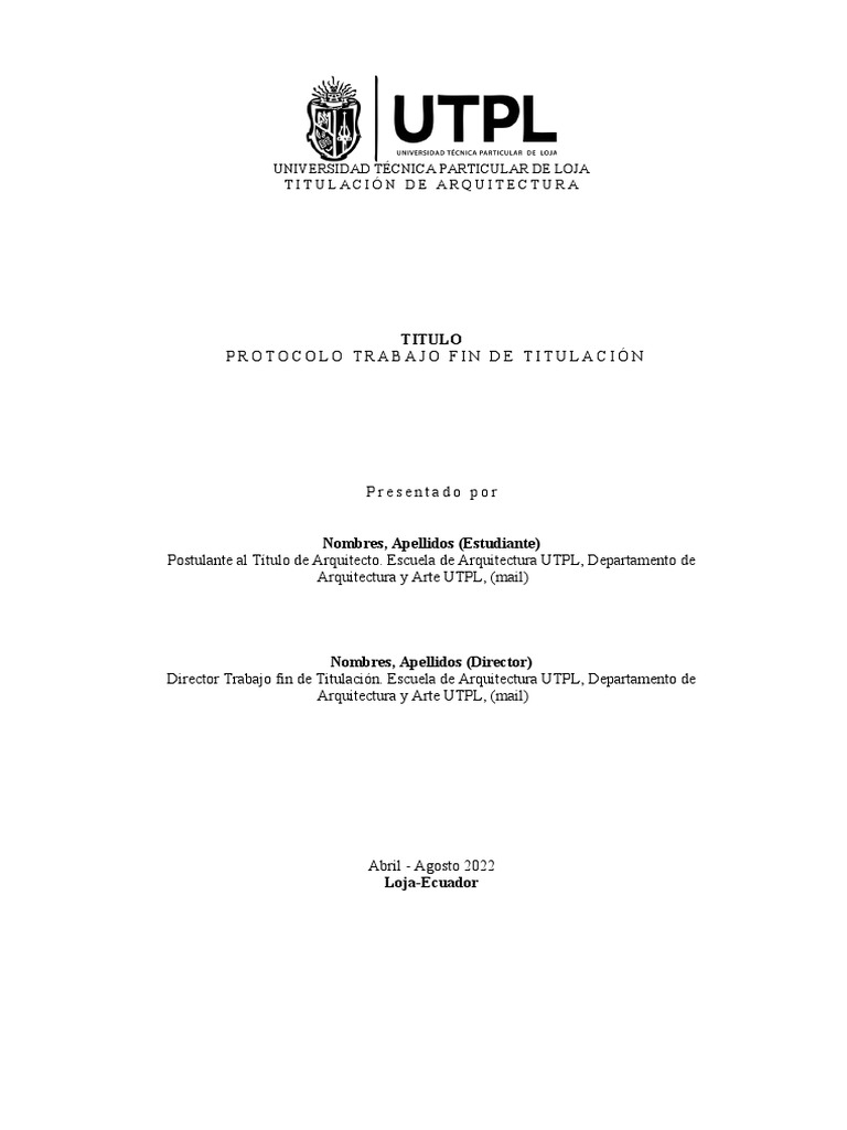 Formato Protocolo TFT - 1 | PDF