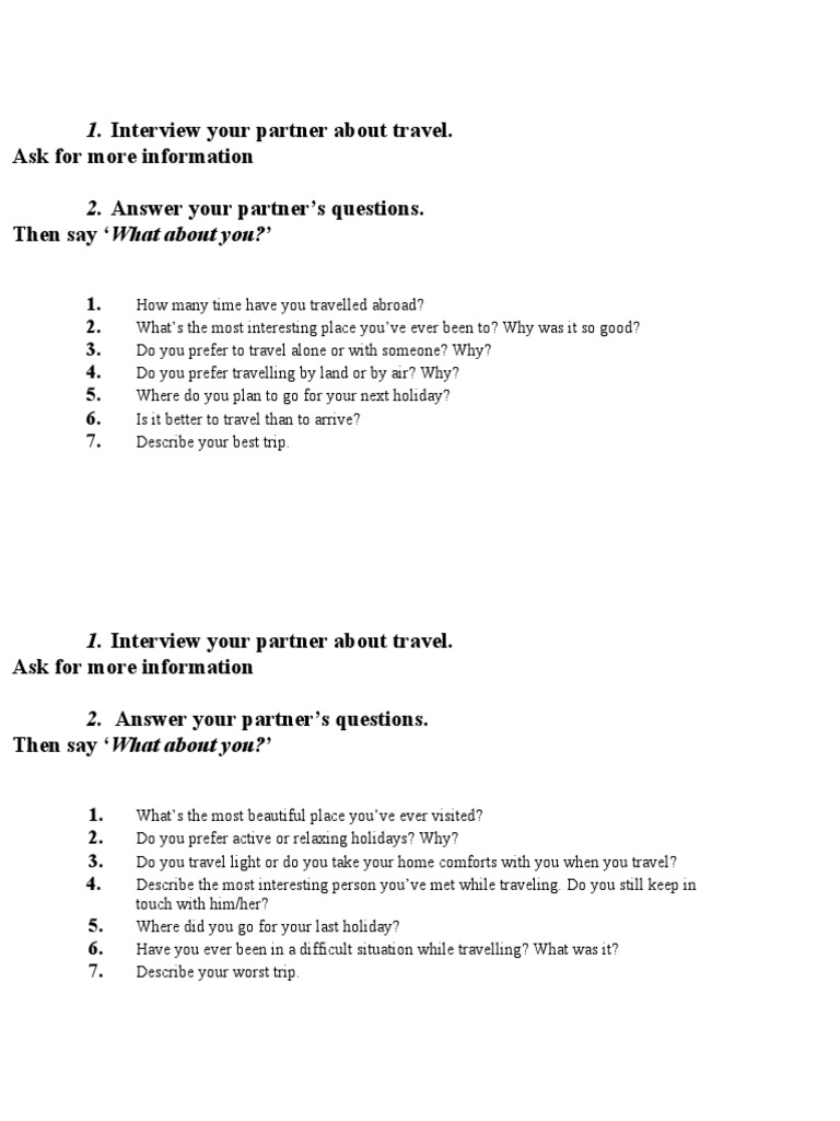 Travel Questions | PDF