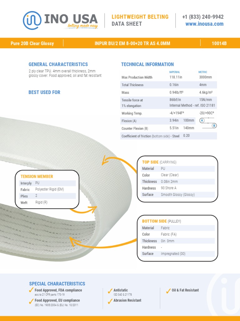 Lightweight belting data sheet | PDF | Materials | Manufactured Goods