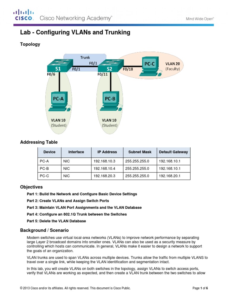 3.2.2.5 Lab - Configuring VLANs and Trunking | PDF | Software | Information And Communications ...
