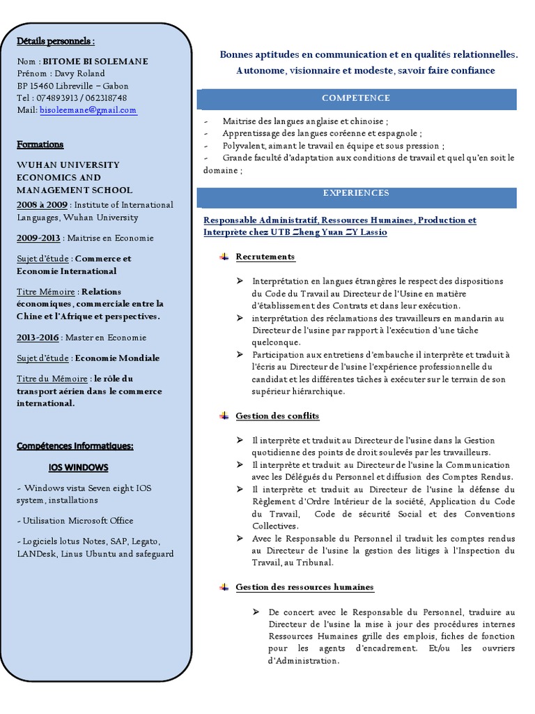 CV Roland Davy Mis À Jour V1.1pdf Roland | PDF | Gestion des ressources ...