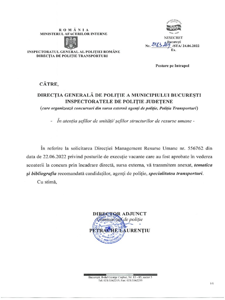 Anexa 1 Tematica - Si - Bibliografie - Recomandata - Candidatilor - Agenti - de - Politie ...