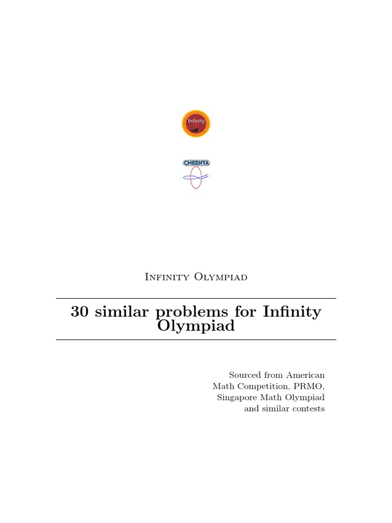 Infinity Olympiad Sample Problems 30 Problems List | PDF | Triangle | Elementary Mathematics