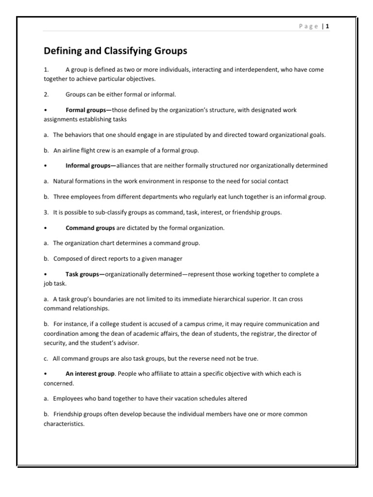 Defining and Classifying Groups | PDF | Conformity | Group Decision Making