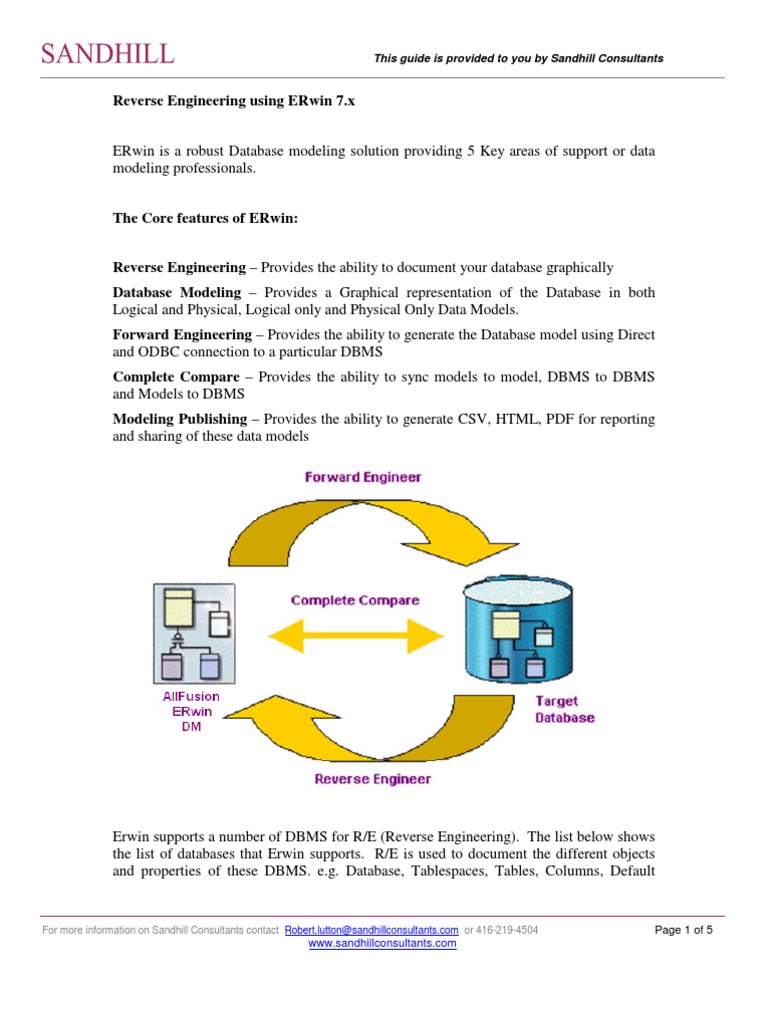 Guide To Reverse Engineering Using ERwin V7 | PDF | Data Model | Databases