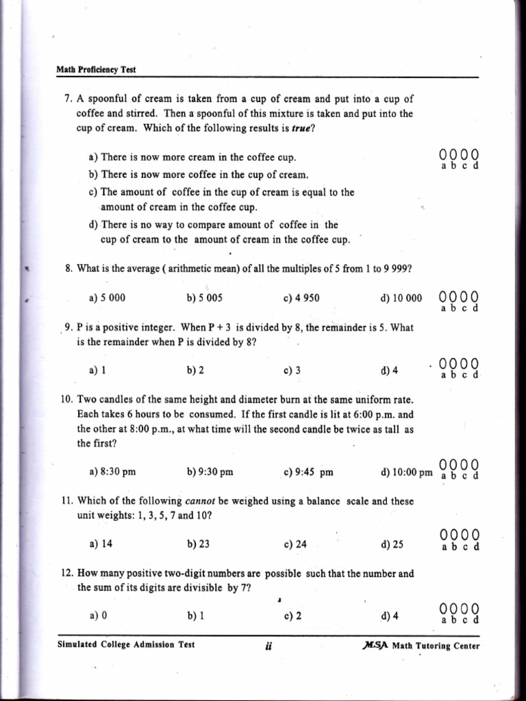 MSA Simulated UPCAT Problem IMG - 0008 | PDF | Number Theory ...