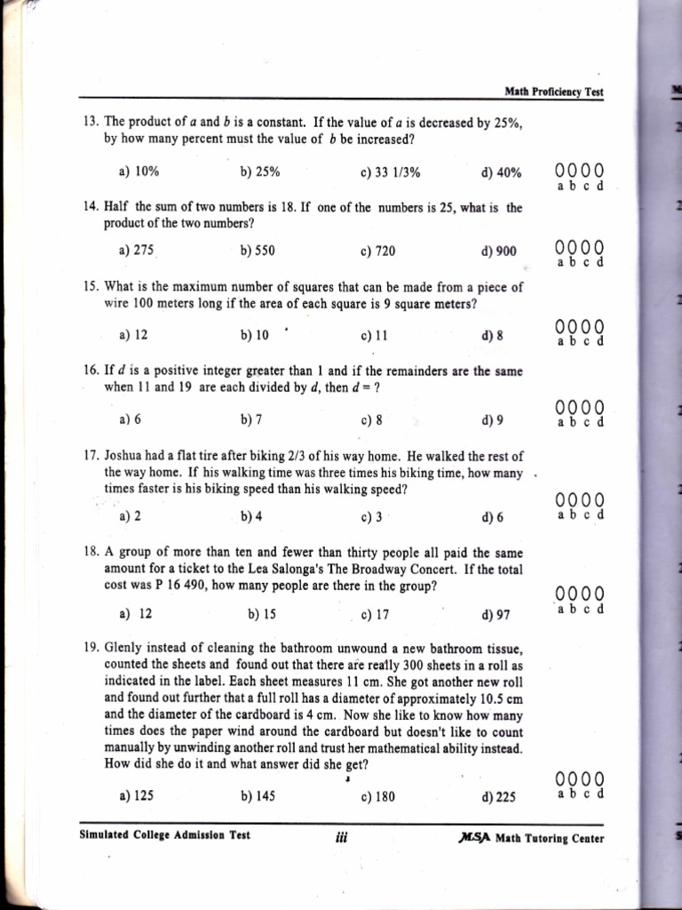 MSA Simulated UPCAT Problem IMG - 0009 | PDF | Mathematics