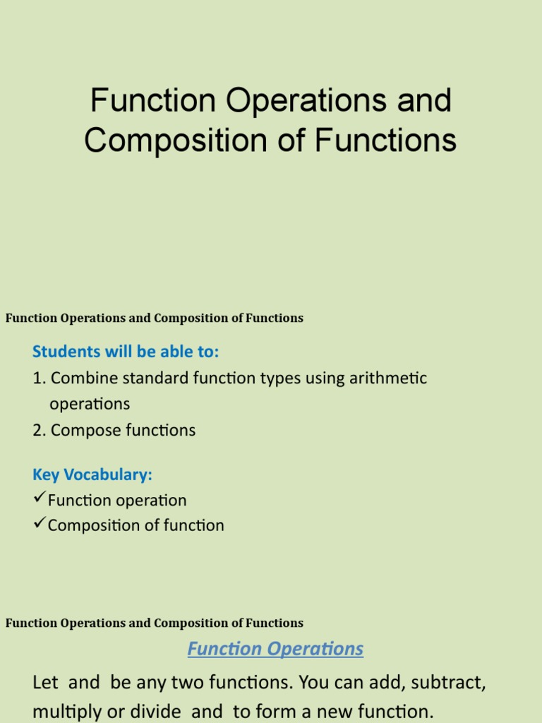 4 Operation and Composition of Functions | PDF | Function (Mathematics ...