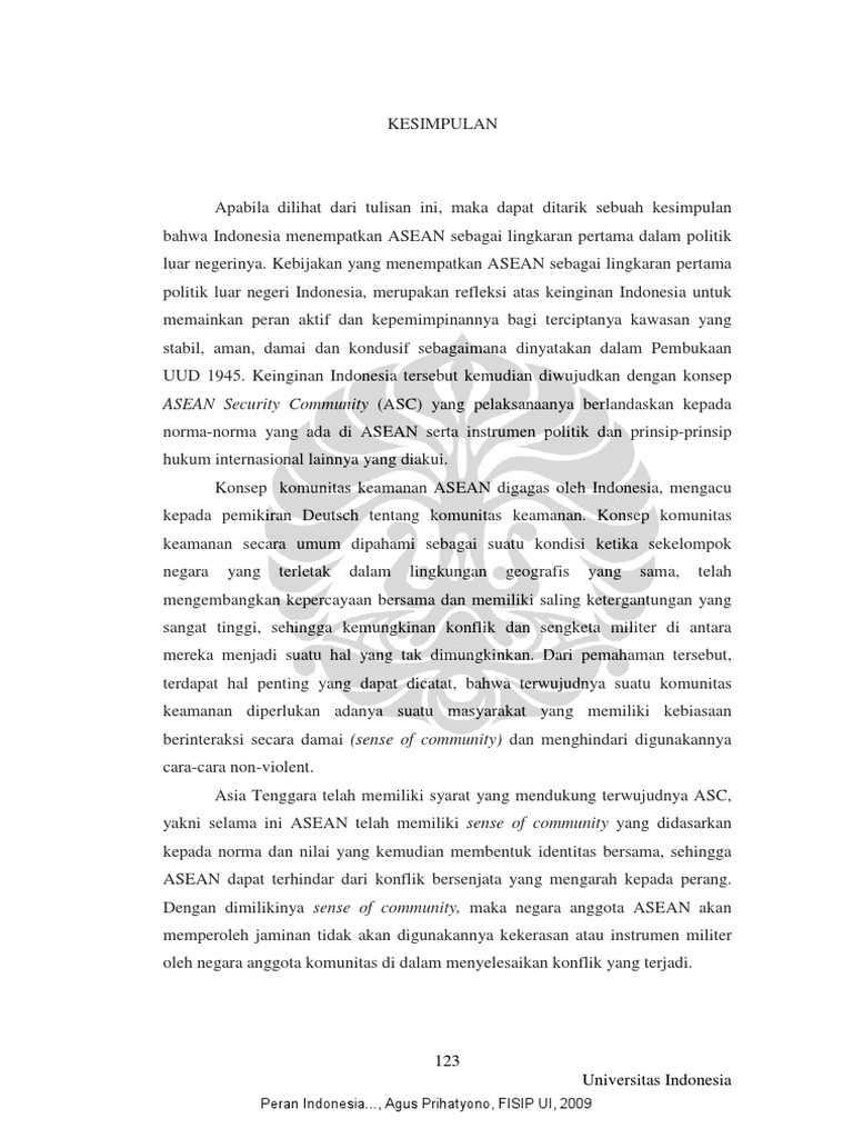 ASEAN Security Community (ASC) Yang Pelaksanaanya Berlandaskan Kepada | PDF