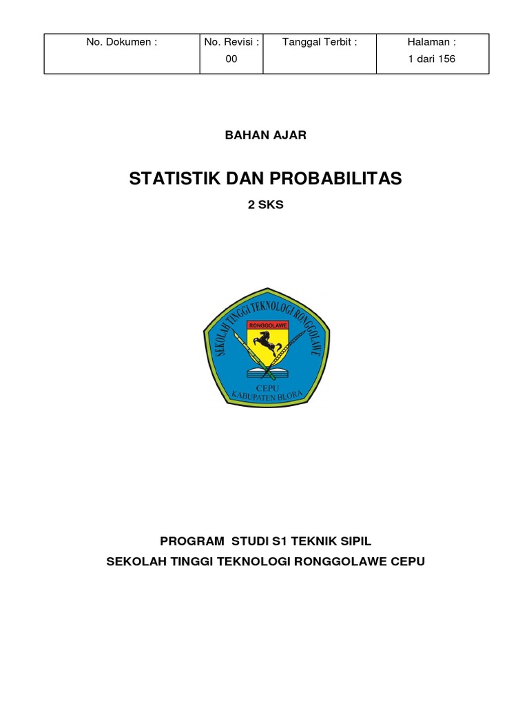 Bahan Ajar - Statistik Dan Probabilitas - S1 Tsipil - STTR Cepu | PDF