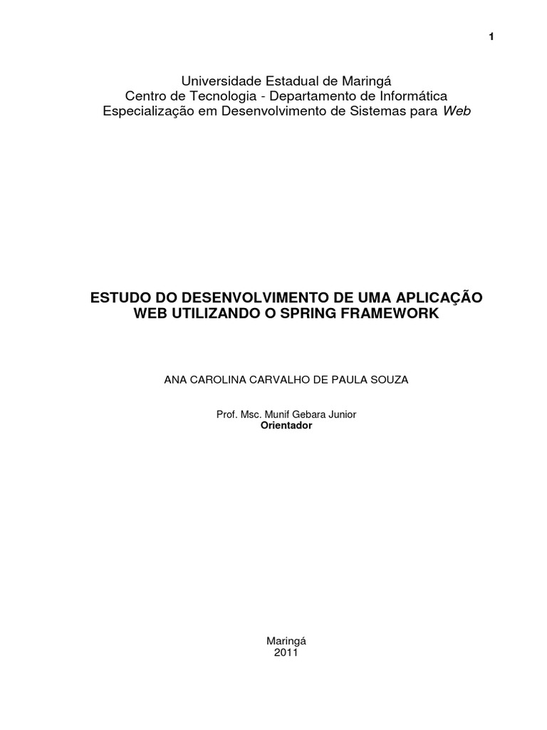 Estudo Do Desenvolvimento de Uma Aplicação Web Utilizando o Spring ...