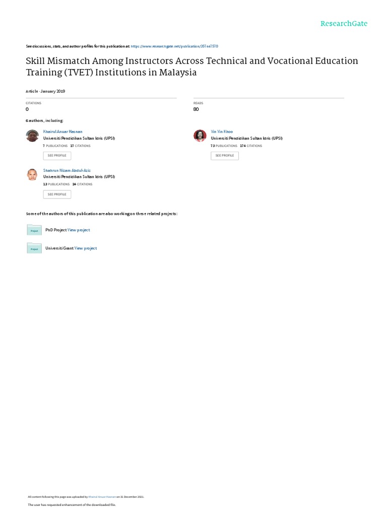 Skill Mismatch Among Instructors | PDF | Vocational Education | Job Satisfaction