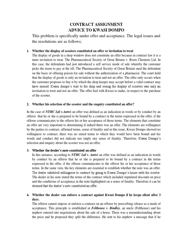 Contract Law Tutorial | PDF | Offer And Acceptance | Contract Law Contract Law Tutorial | PDF | Offer And Acceptance | Contract Law