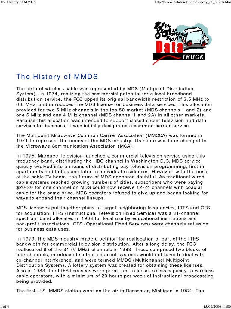 The History of MMDS | PDF | Electronics | Information And Communications Technology