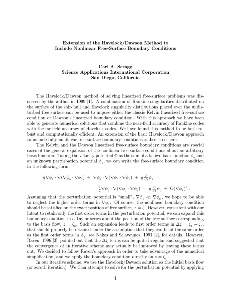 Havelock Dawson Method For Free Surface | PDF | Perturbation Theory ...