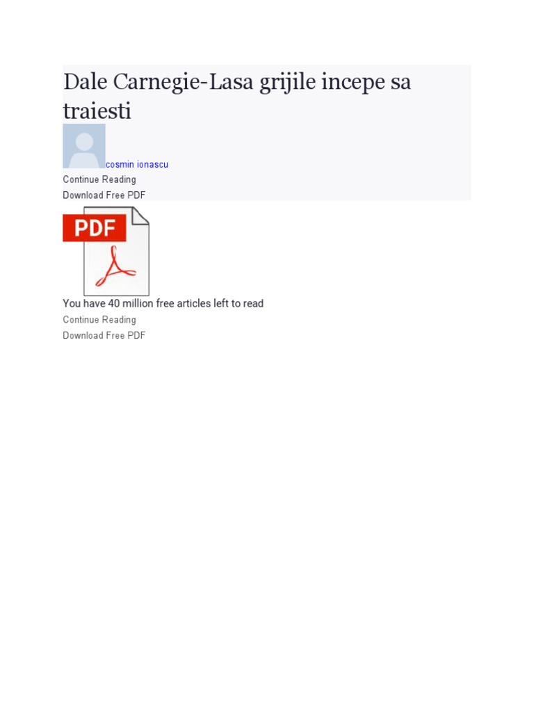 Lasa Grijile, Incepe Sa Traiesti | PDF