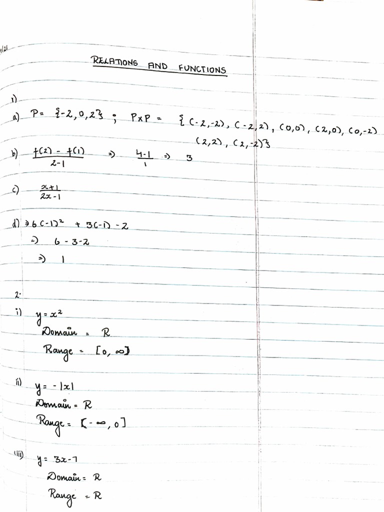 Relations and Functions Ws | PDF