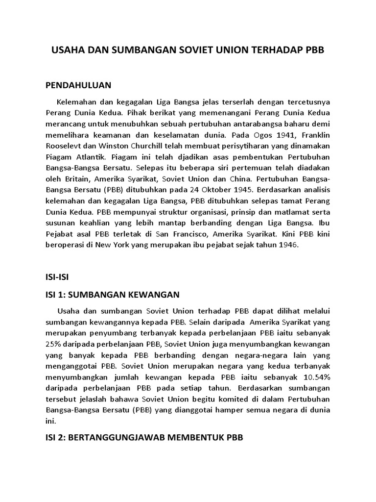 Usaha Dan Sumbangan Soviet Union Terhadap PBB | PDF