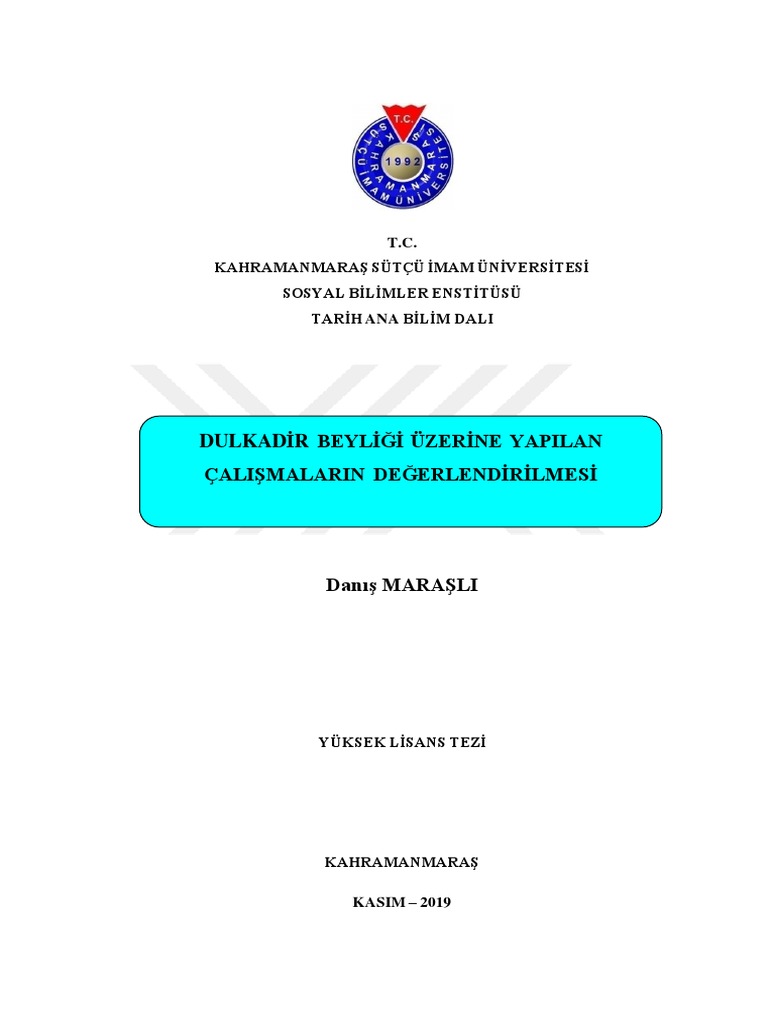 Dulkadir Beyliği Üzerine Yapilan Çalişmalarin Değerlendirilmesi | PDF