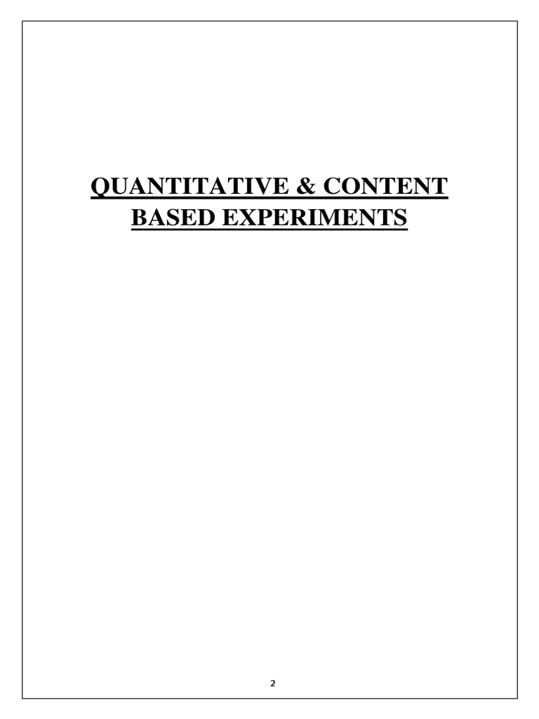 Quantitative and Content Based Experiments Record | PDF | Aldehyde ...