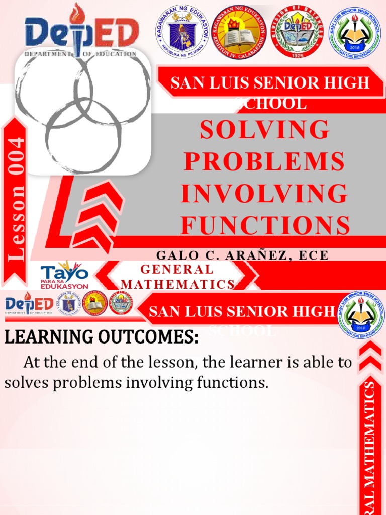 004.E. Solving Problems Involving Functions | PDF | Function (Mathematics) | Variable (Mathematics)