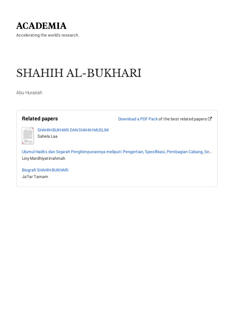 Shahih Al Bukhari With Cover Page v2 | PDF