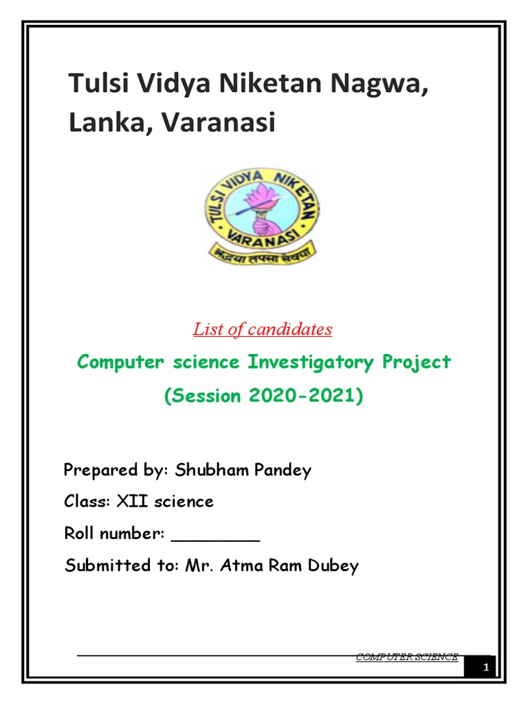 Computer Science Project Overview | PDF | Software Testing | Computer ...