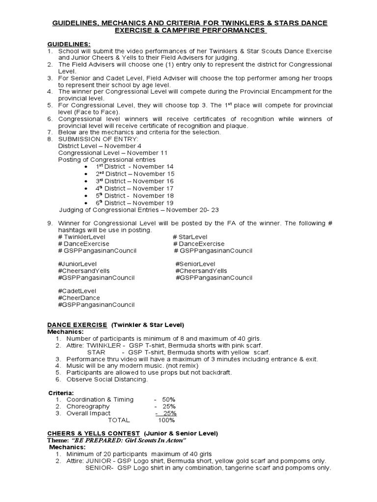 Cheers & Yells - Cheerdance GUIDELINES | PDF