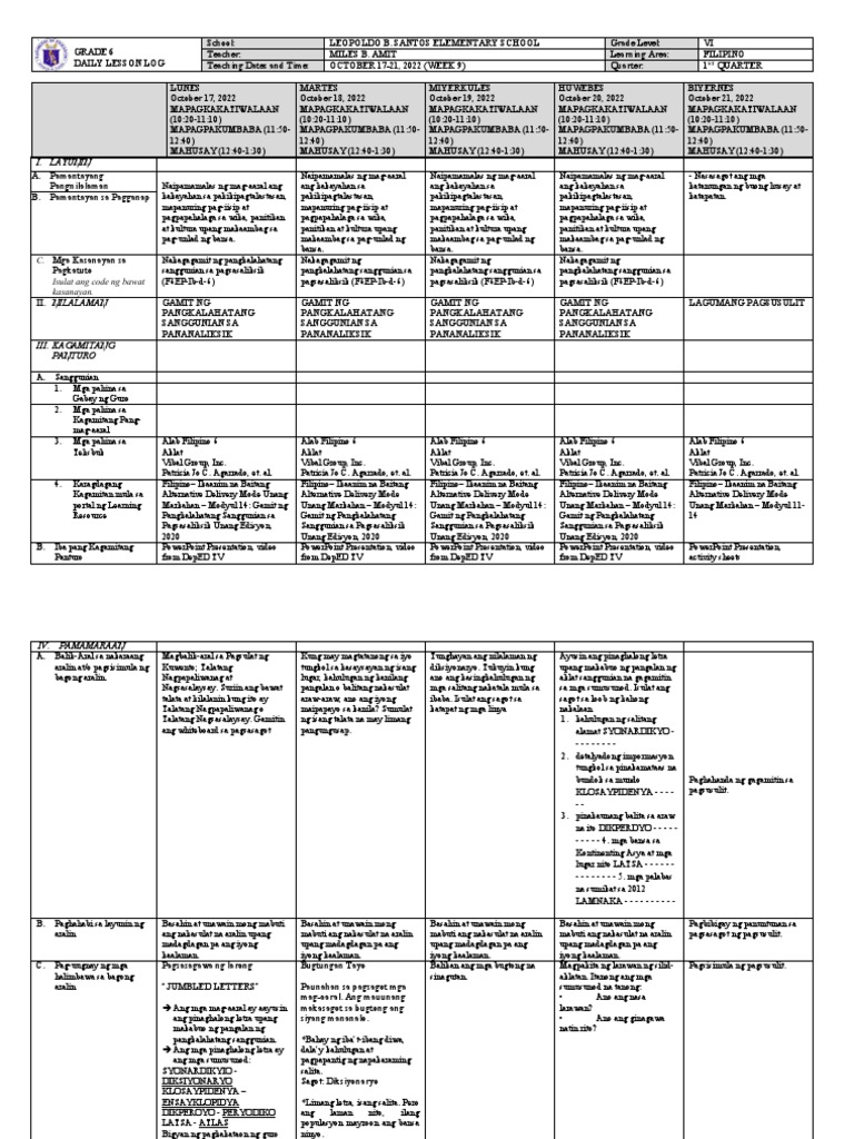 Wk9 DLL FIlipino6 | PDF