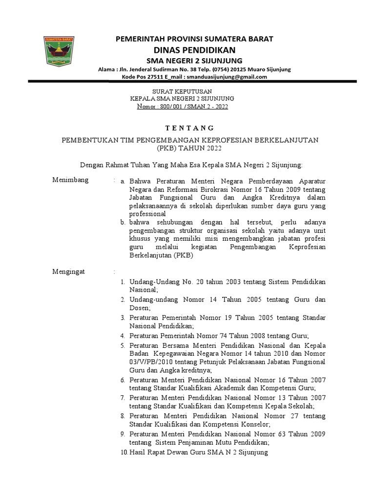 SK Tim Penilai PKB | PDF