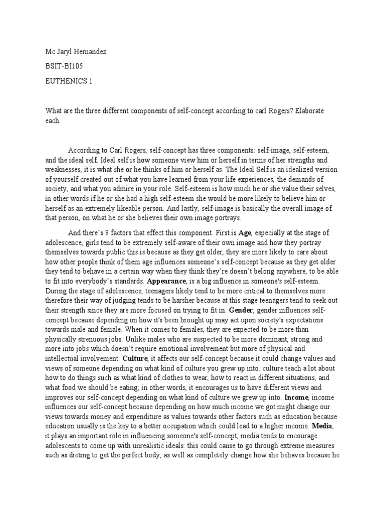 Three Components of Self-Concept According to Carl Rogers | PDF | Self ...