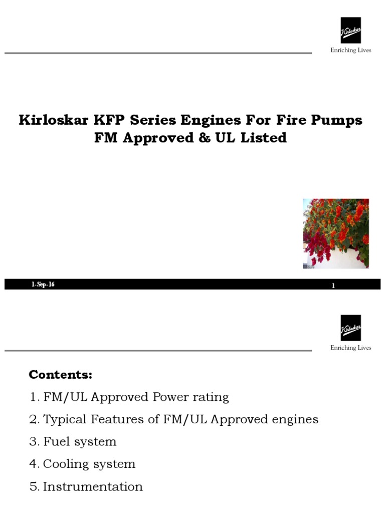 Kirloskar KFP Series FM UL Engines | PDF | Coolant | Engines