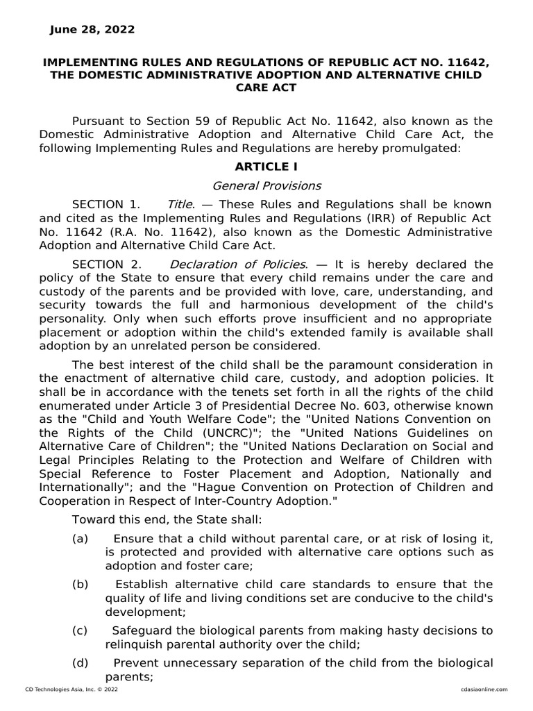 IRR of RA 11642 | PDF | Adoption | Legal Guardian