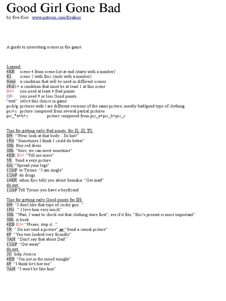 Good Girl Gone Bad Scene Guide V11 1 Pdf Human Sexuality