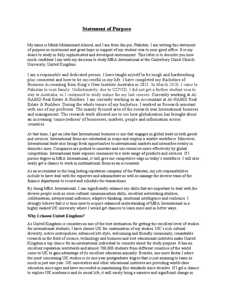 updated-SOP-Canterbury Christ Church University | PDF | Master Of ...