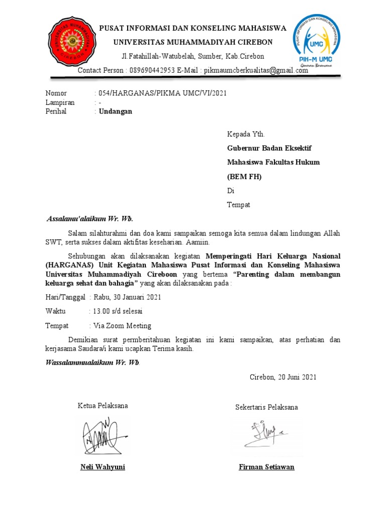 Surat Undangan Bem FH | PDF