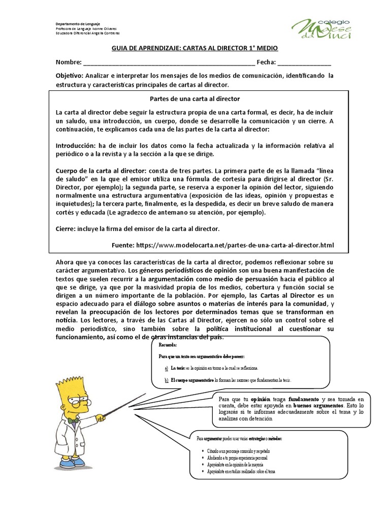 Guia de Carta Al Director 1° Medio | PDF