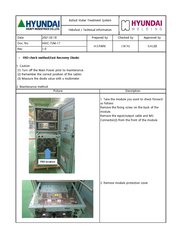 BWTS - HYUNDAI HWC-TSM-17 - GI-Power - FRD Check Method | PDF ...
