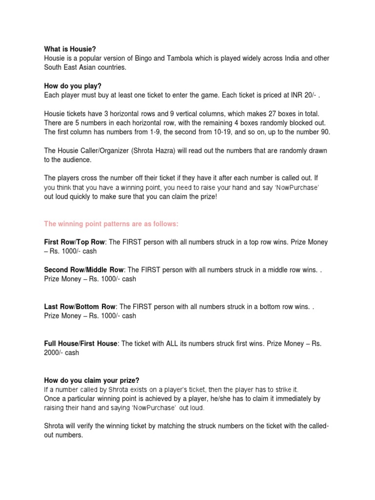 Housie - Know-How | PDF | Gaming