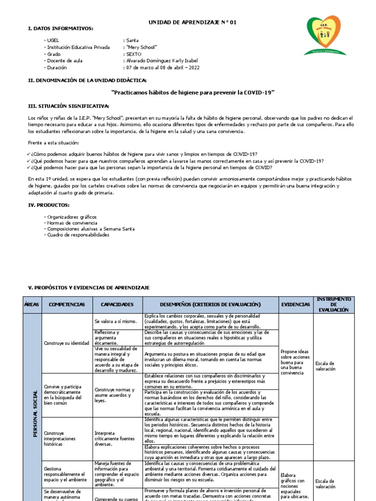 1ra UNIDAD 6to GRADO | PDF | Evaluación | Dios
