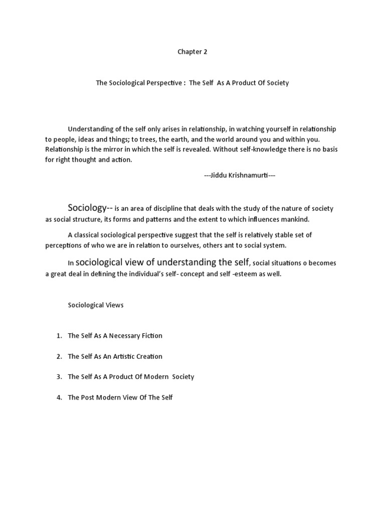 Chapter 2 Sociological | PDF | Self | Sociology