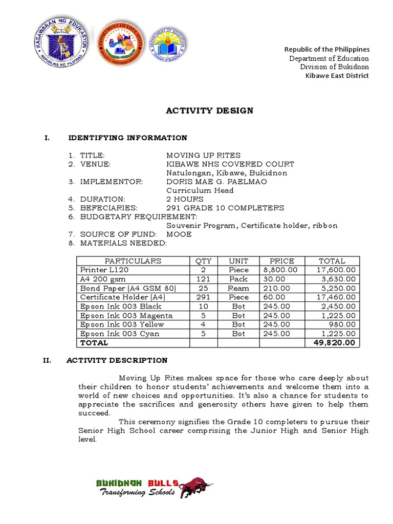 Activity Design Moving Up | PDF