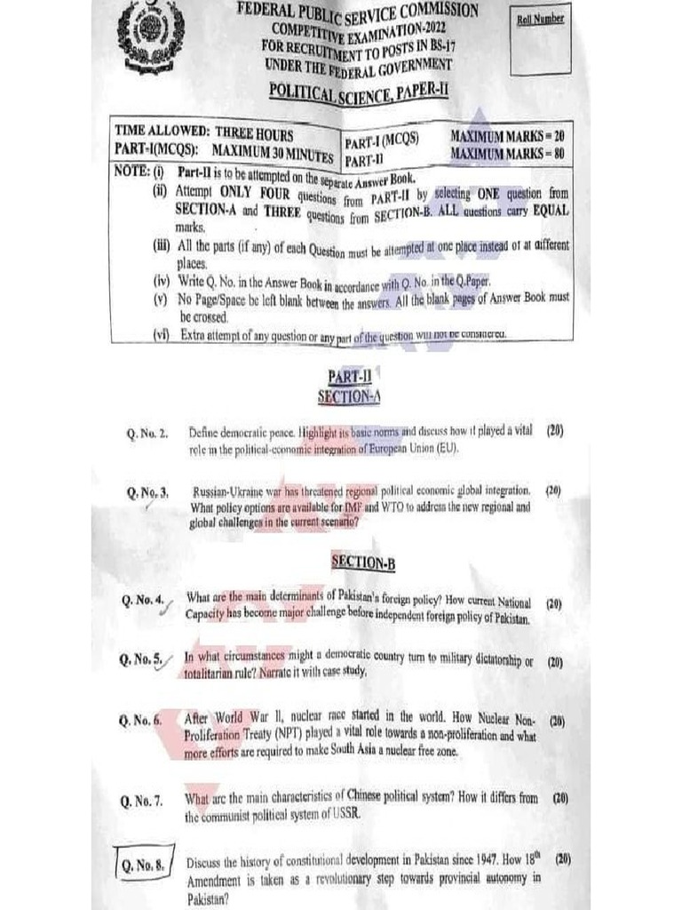 Political Science Past Paper 2017 | PDF