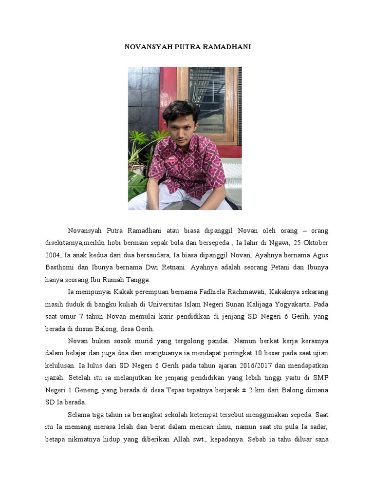 Kisah Inspiratif Novansyah Ramadhani | PDF | Olahraga & Rekreasi ...