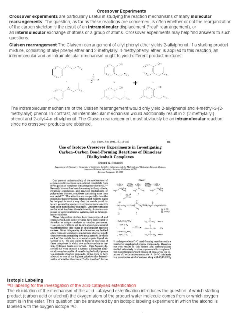 Crossover Experiments Reveal Reaction Mechanisms | PDF | Chemical ...
