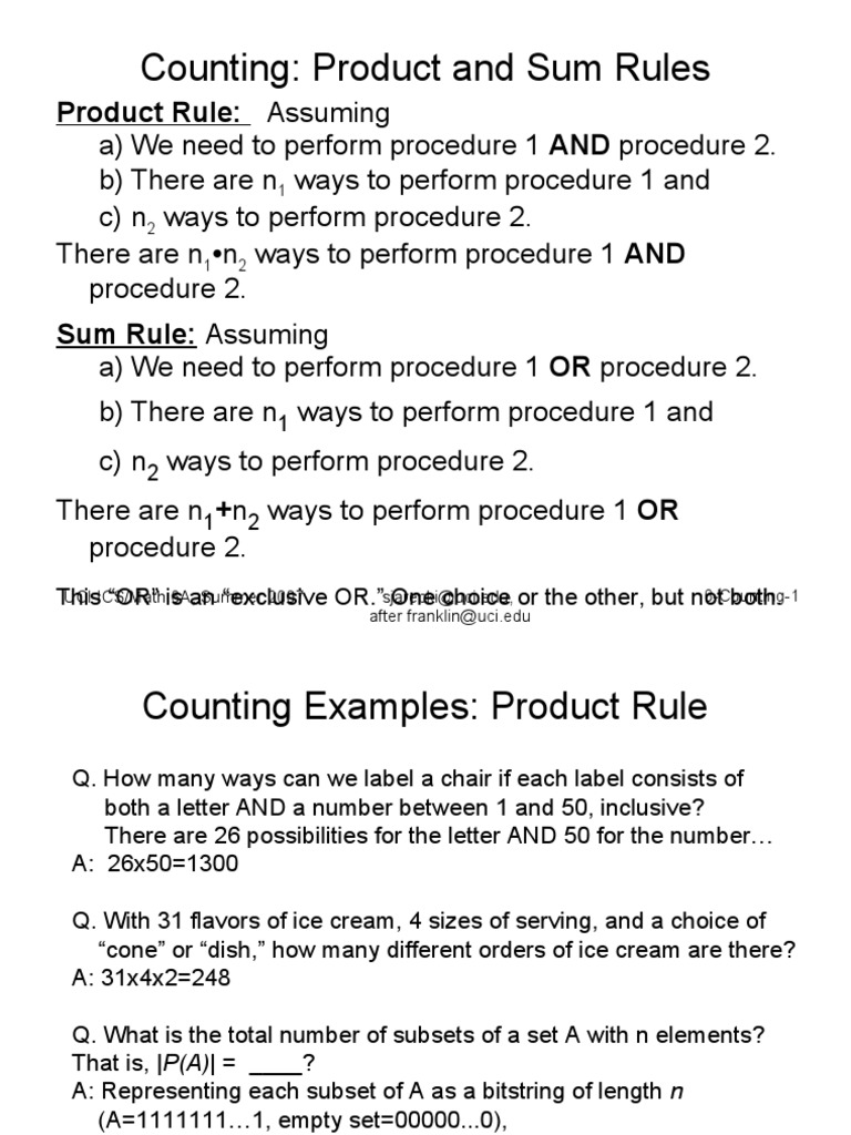 Counting: Product and Sum Rules | PDF | Monotonic Function | Mathematics