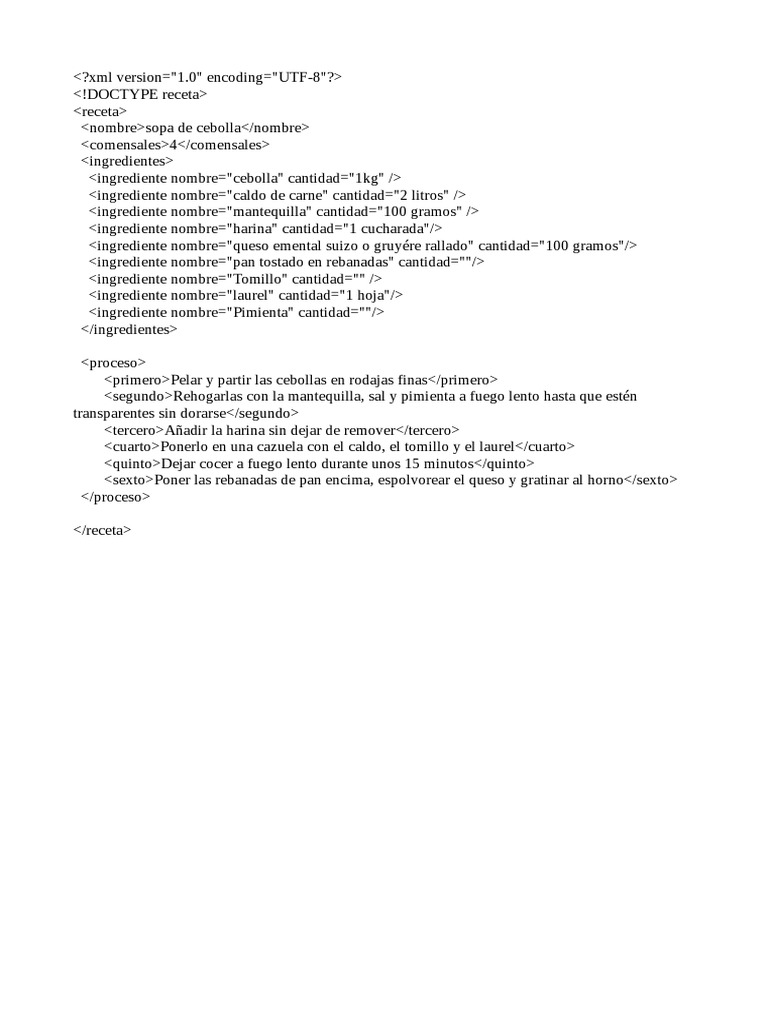 Ejercicio 1 Xml-Receta | PDF