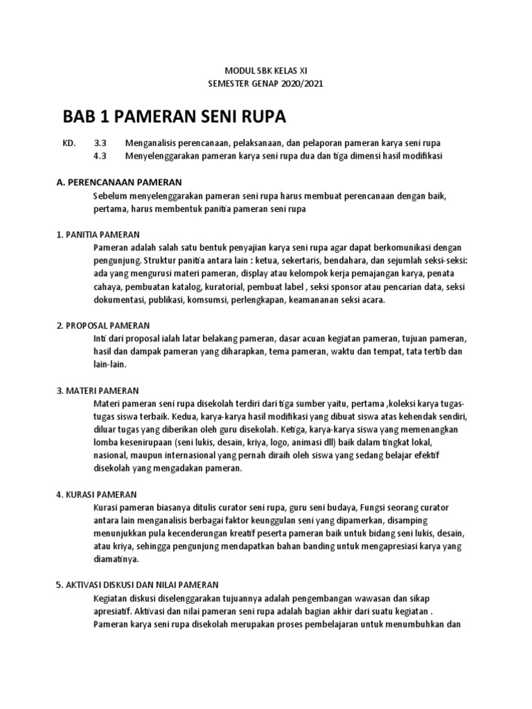 MODUL 1 SBK KELAS XI SMTR Genap | PDF
