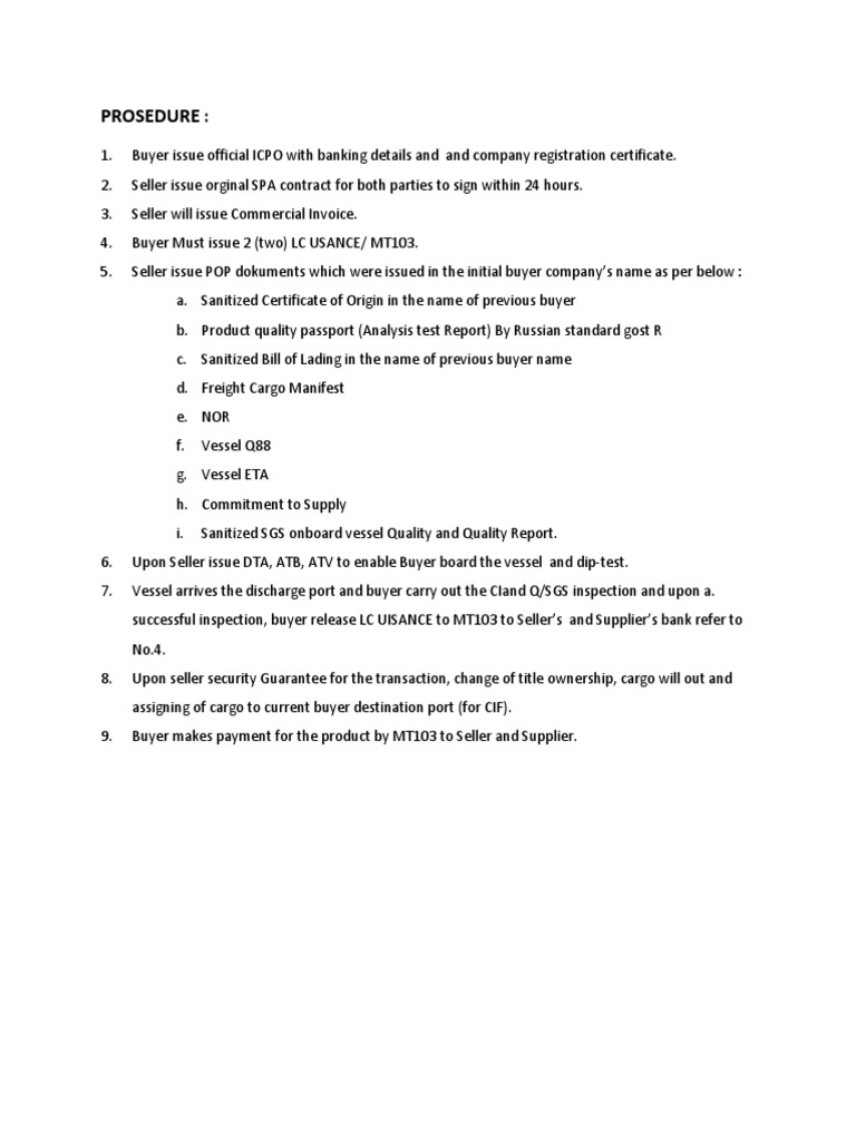 Prosedure LC Usance MT 103 | PDF