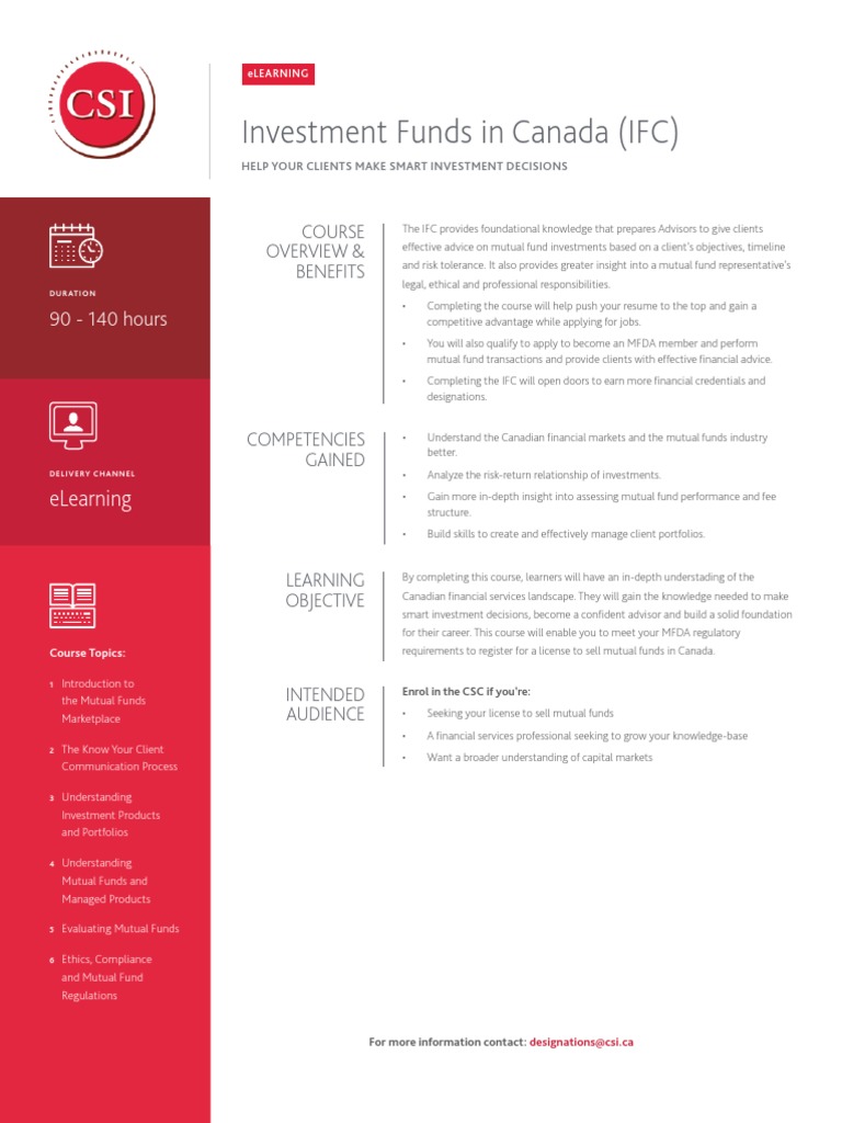 IFC Brochure | PDF | Mutual Funds | Investment Fund